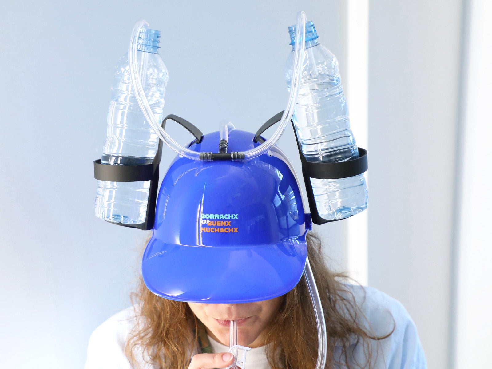 Funny fancy dress helmet with straws