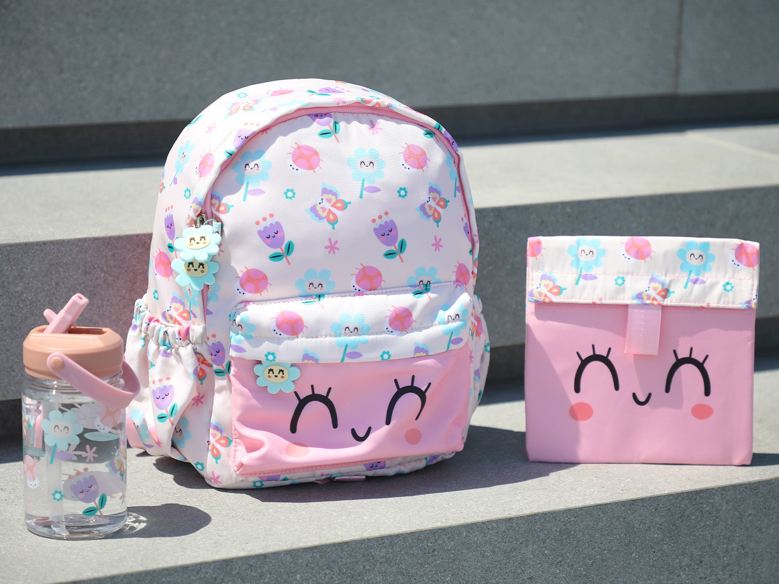 Pack backpack, bottle and sandwich wrap Flowers | Ale-Hop